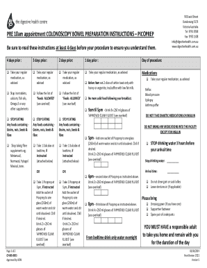 Fillable Online Colonoscopy Preparation Instructions - Picoprep 2019 ...