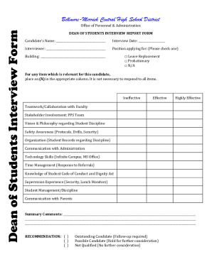 Fillable Online Dean of Students Interview Report Form 2023 - Bellmore ...