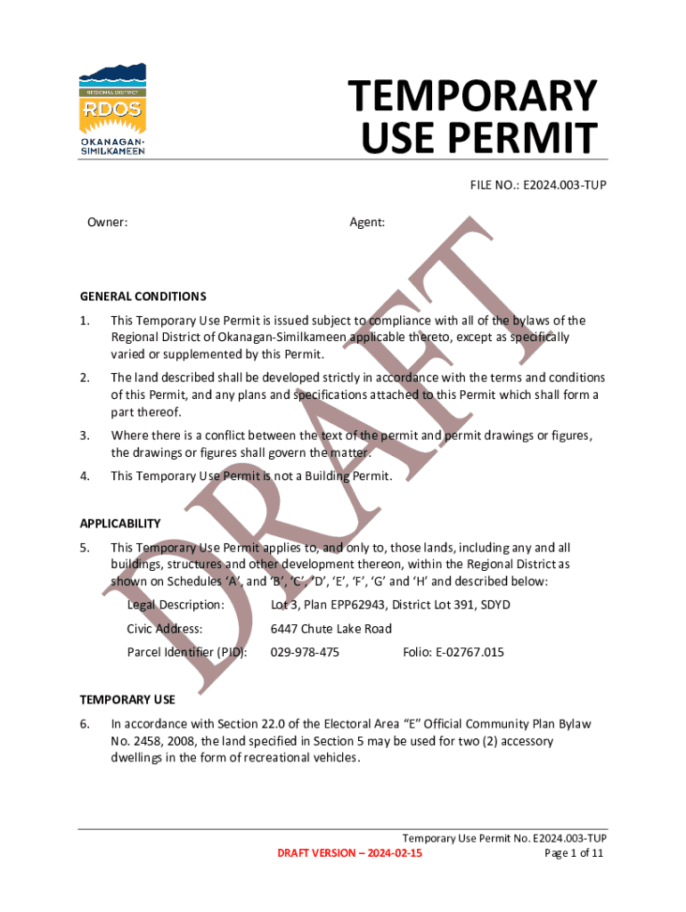 Fillable Online Temporary use permit granted for Indian RockNews Fax ...