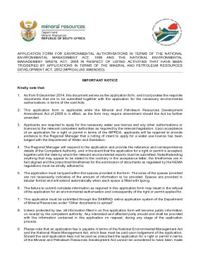 Fillable Online Application Form for Environmental Authorisations: Nema ...