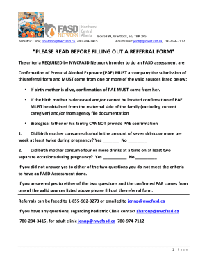Fillable Online Fasd Assessment Referral Form 2023 - Northwest Central ...