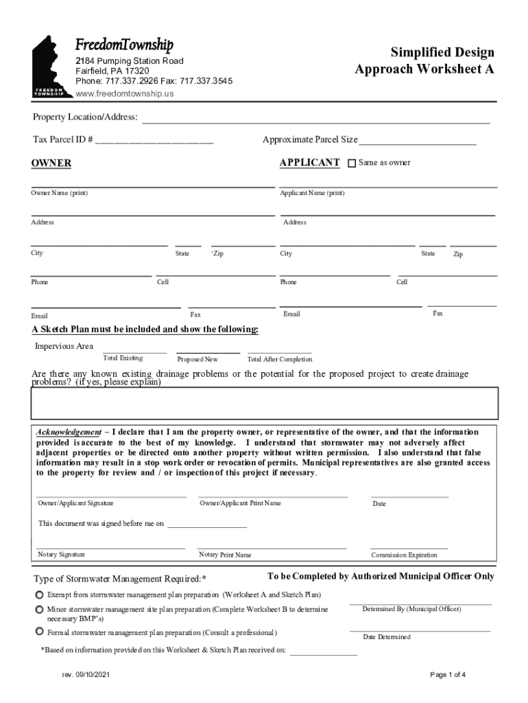 Fillable Online Freedom Township Simplified Design Approach Worksheet ...
