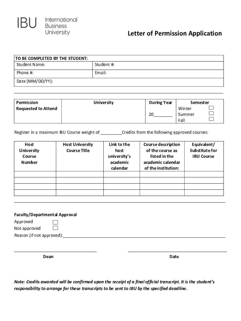 Fillable Online Letter of Permission Application 2023 - Study Abroad ...