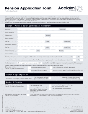 Fillable Online Acclaim Core Pension Application Form 2024 - Apply Now ...