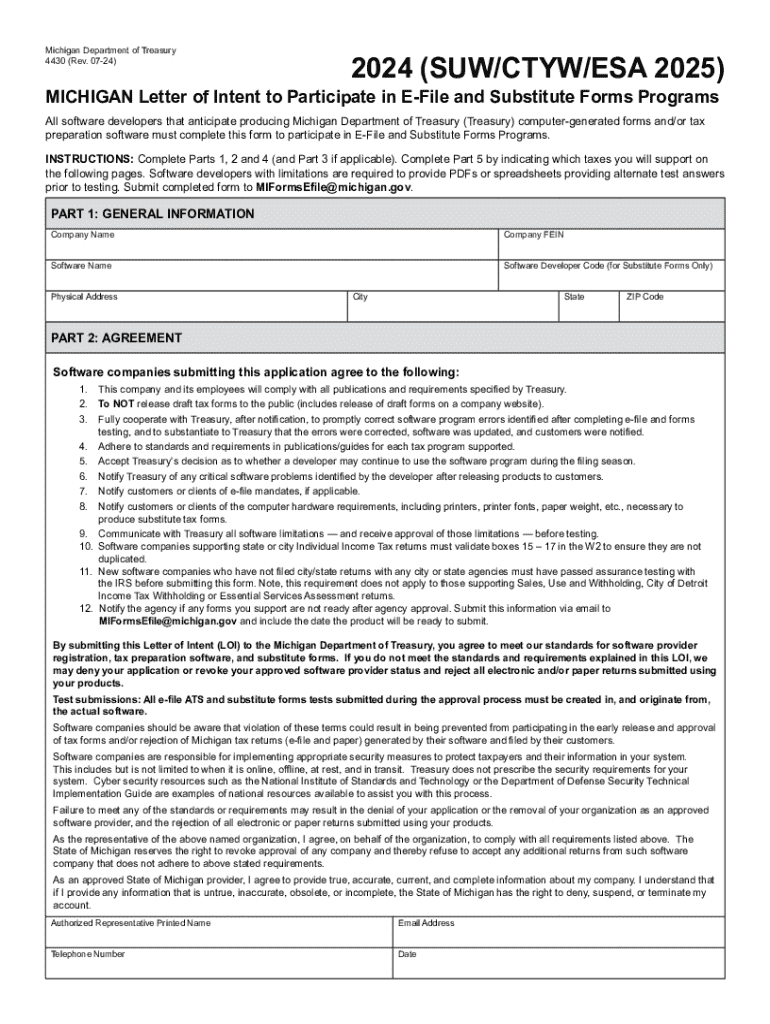 Fillable Online TY2024, 4430, Michigan Letter of Intent to Participate ...