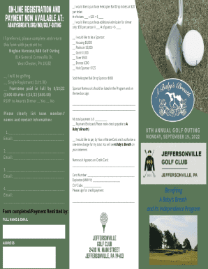 Fillable Online 8th Annual Golf Outing Registration - a Baby's Breath 2022 Fax Email Print ...