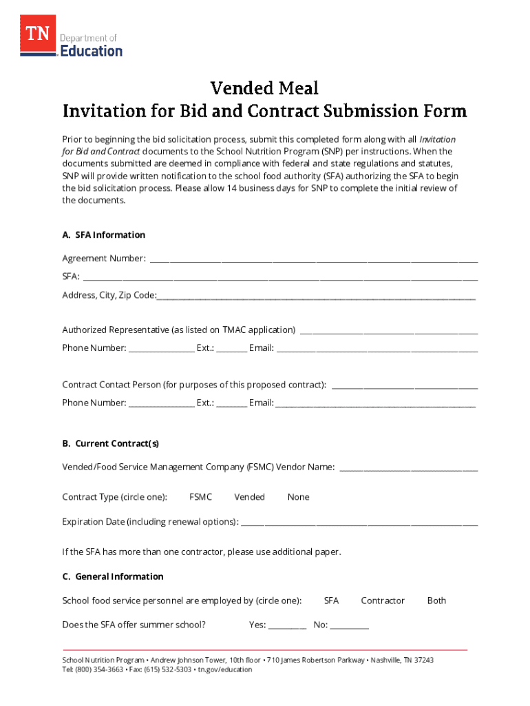 Fillable Online 2021 Invitation for Bid and Contract Submission for ...