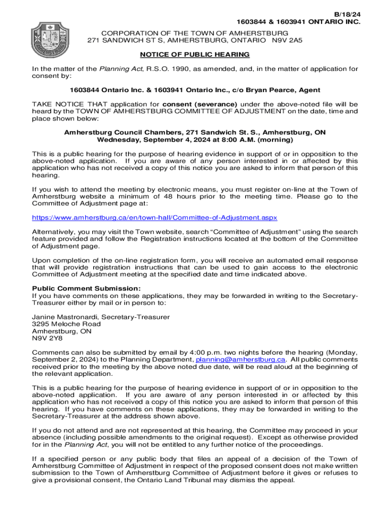 Fillable Online B-18-24--Notice-Circulation--225-and-255-Sandwich-St ...