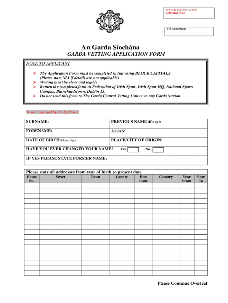 Fillable Online 2019-2024 Form IE An Garda Siochana F20 Fill Online ... Fax Email Print - pdfFiller