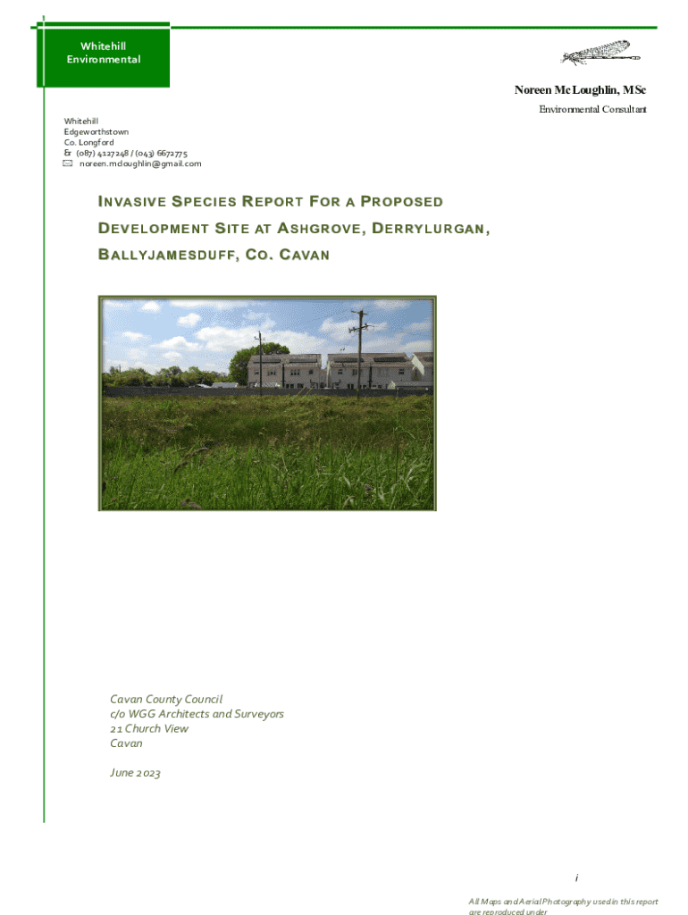 Fillable Online Invasive Species Report for Proposed Development at Ashgrove, Cavan 2023 Fax ...