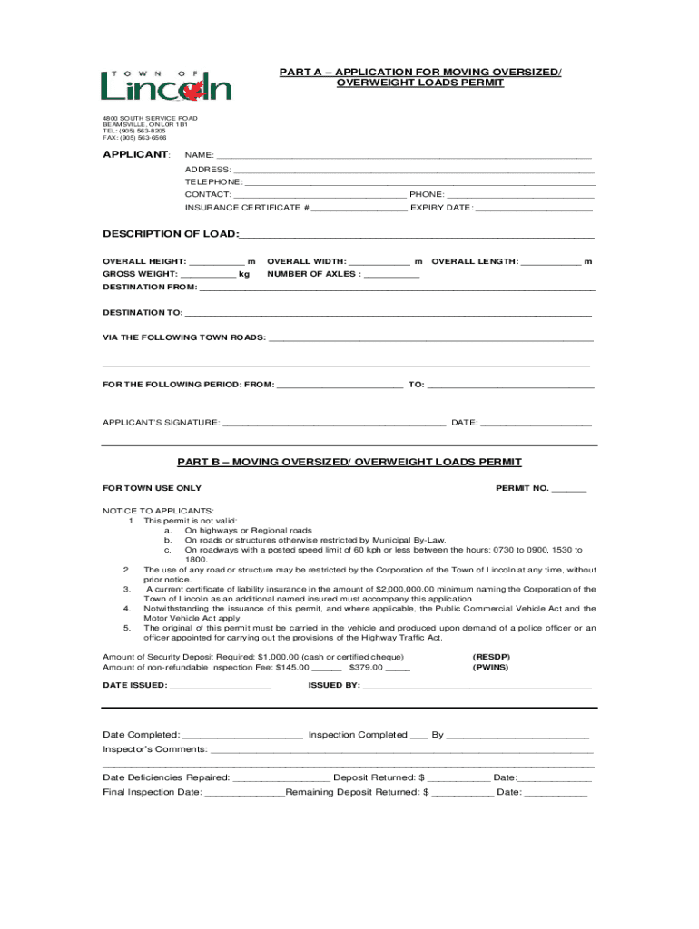Fillable Online Application for Moving Oversized Overweight Loads Permit 2023 Fax Email Print ...