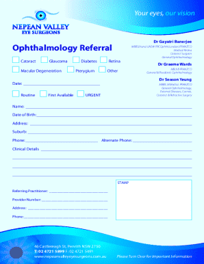 Fillable Online Ophthalmology Referral: Cataract, Glaucoma & Retina Care 2023 Fax Email Print ...