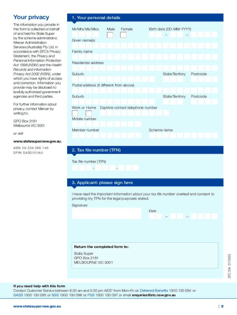 Fillable Online Important information about your tax file number (TFN ...