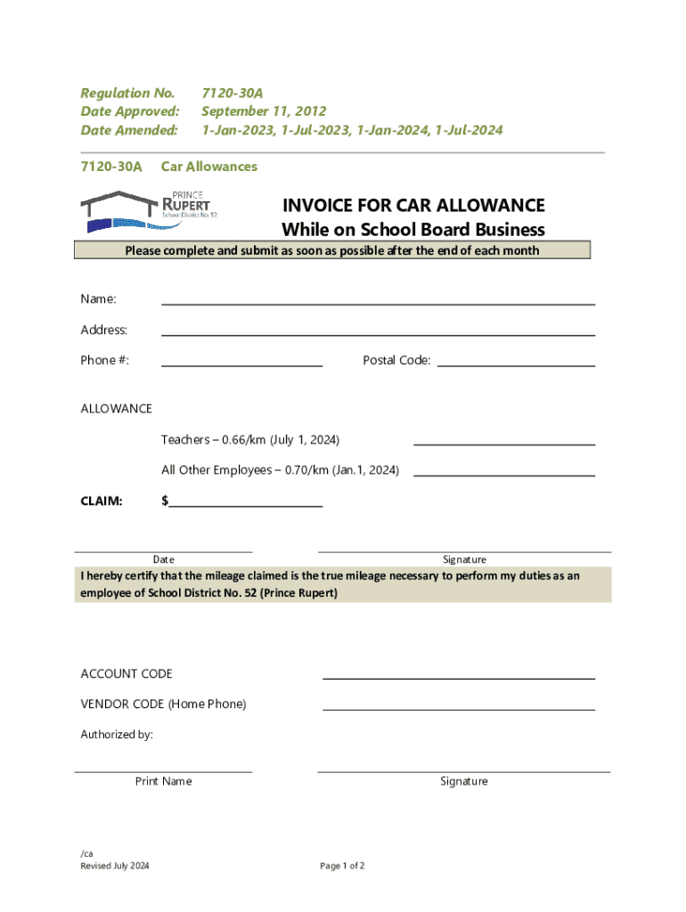 Fillable Online Car Allowances Regulation 7120-30a Overview (2012-2024 ...