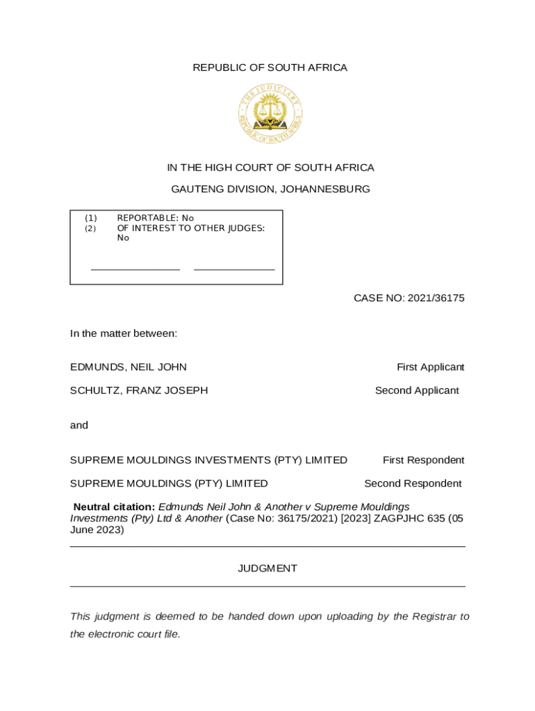 Fillable Online South African Board of Sheriffs v Cibe (000219/2023) ... Fax Email Print - pdfFiller