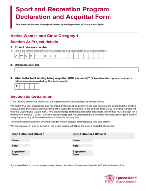 Fillable Online Sport and Recreation Program 2022 Declaration and Acquittal Form Fax Email Print ...