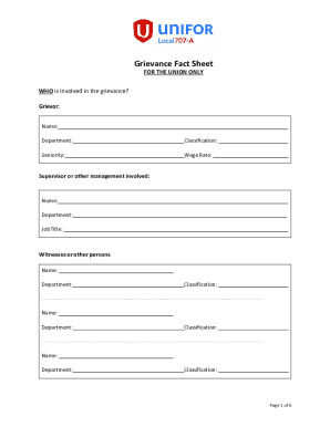 Fillable Online Grievance Fact Sheet for Unions - 2023 Fax Email Print ...