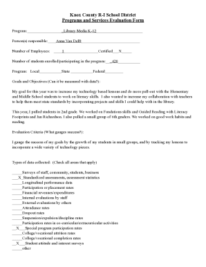 Fillable Online 2021 Knox County R-i School District Library Media Evaluation Form Fax Email ...