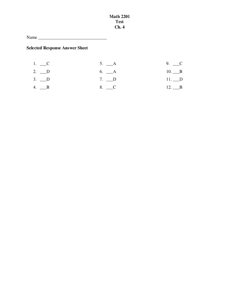 Fillable Online Math 2201 Test Chapter 4 - Simplification and Solving ...