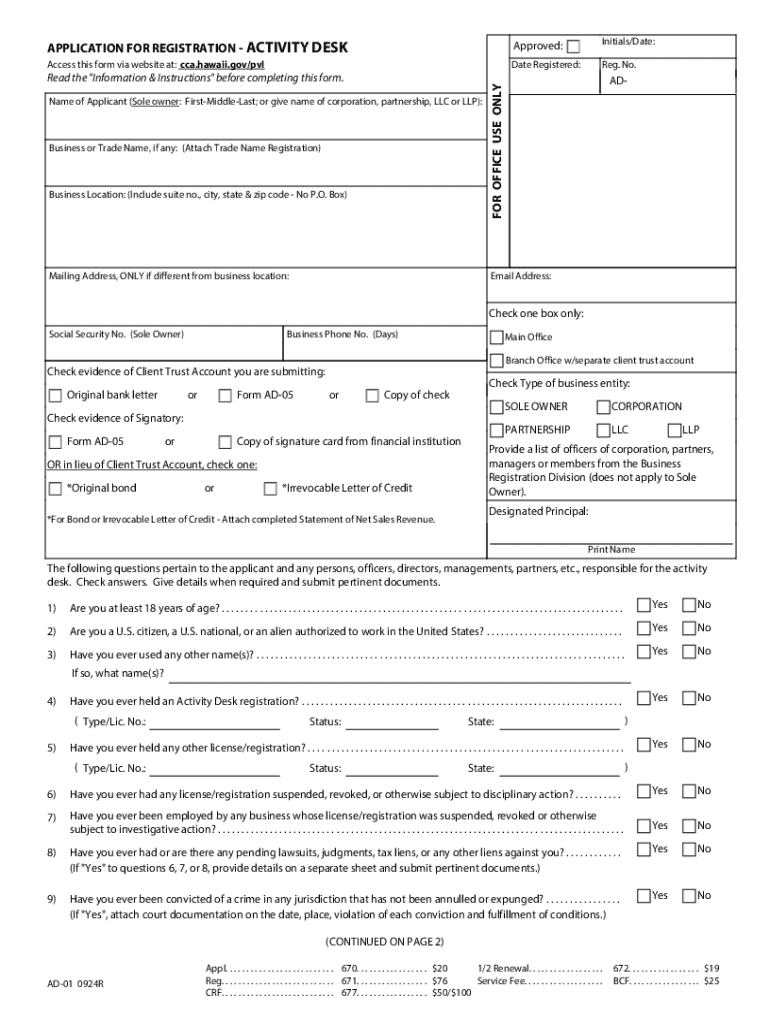 Fillable Online 2023 Activity Desk Registration Application and Filing Instructions Fax Email ...