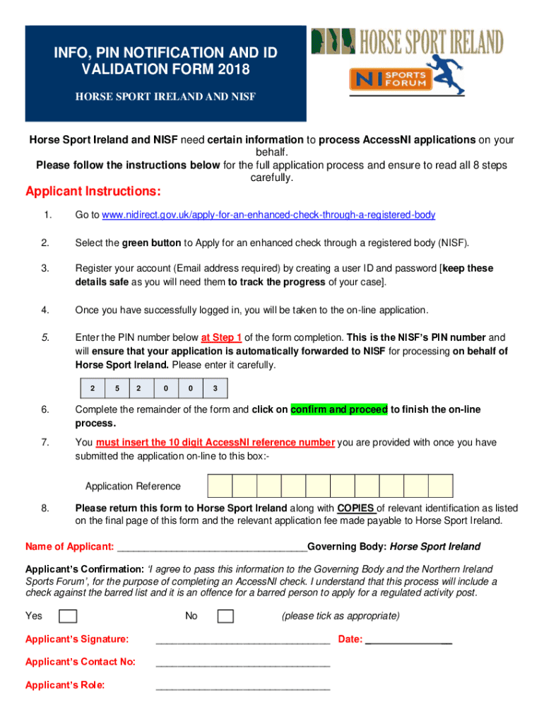 Fillable Online Accessni Application Process - Horse Sport Ireland 2018 ...