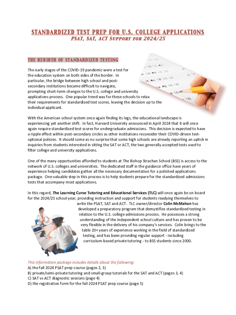 Fillable Online 2024 Psat Prep Course Registration - Standardized Test ...