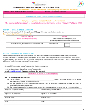 Fillable Online Ppn Nomination Form for Spc Election - Environment ...