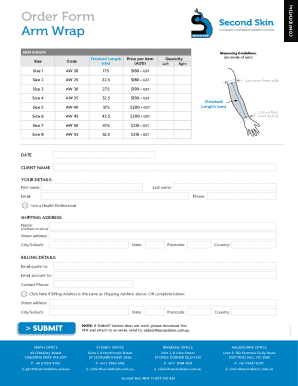 Fillable Online Arm Wrap Order Form 2023 - Sizes and Pricing Fax Email ...