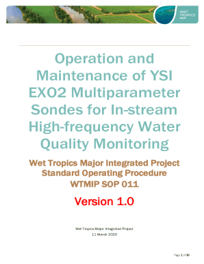 Fillable Online Operation and Maintenance of Ysi Exo2 Multiparameter ...