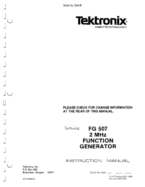 Fillable Online Fg 507 2 Mhz Function Generator Manual 1980 Fax Email ...