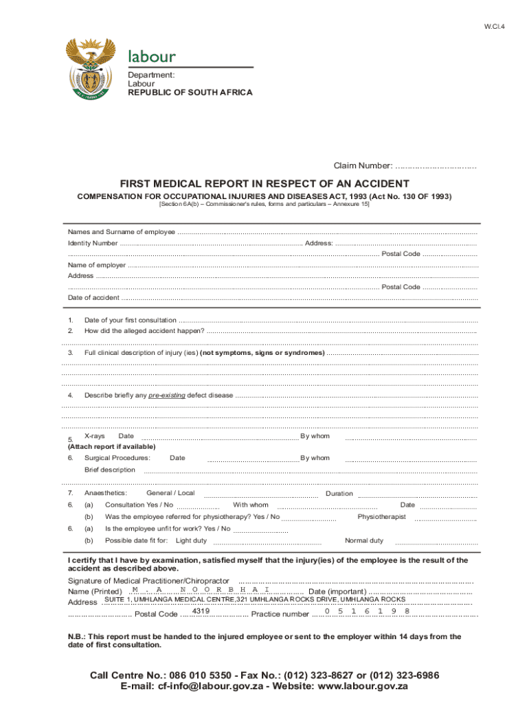 Fillable Online Final / progress medical report in respect of an ...