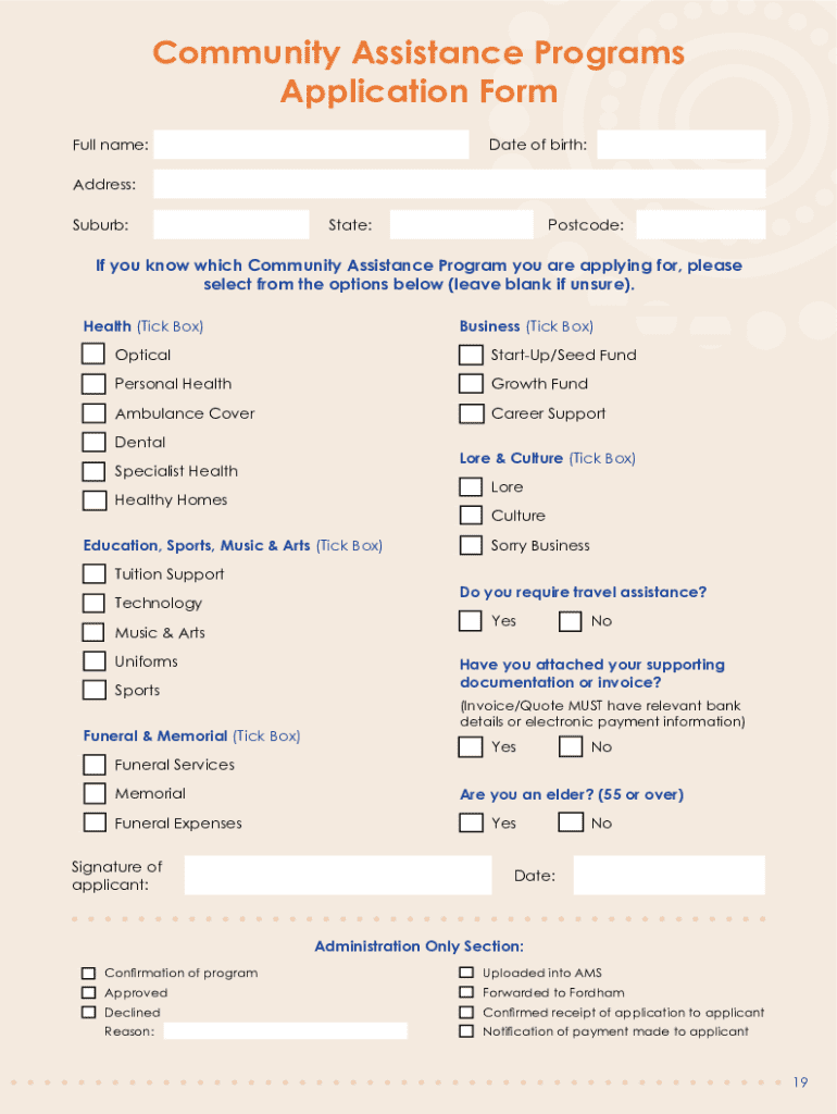 Fillable Online Community Assistance Programs Application Form 2023 Fax Email Print - pdfFiller
