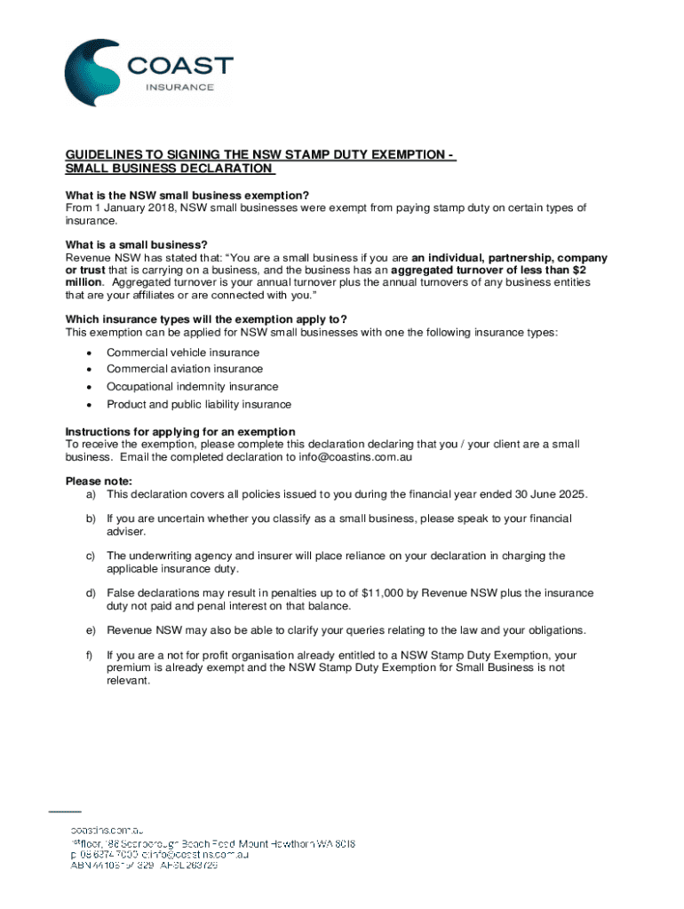 Fillable Online Nsw Small Business Stamp Duty Exemption Guidelines 2023 ...