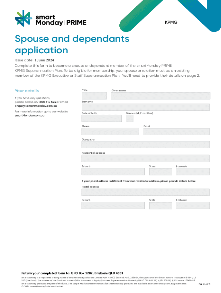 Fillable Online KPMG Superannuation Plan - Spouse & Dependants ...