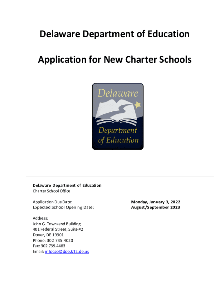 Fillable Online Delaware Charter School Application for Schools Opening ...
