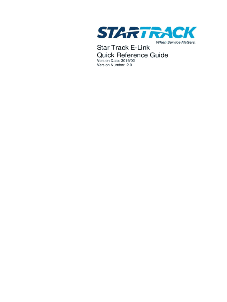 Fillable Online Star Track E-link Quick Reference Guide 2019 - User ...