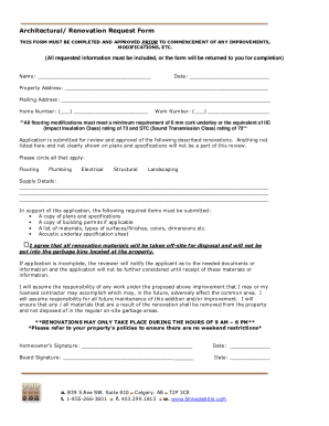 Fillable Online 2023 Architectural Renovation Request Form for Home ...