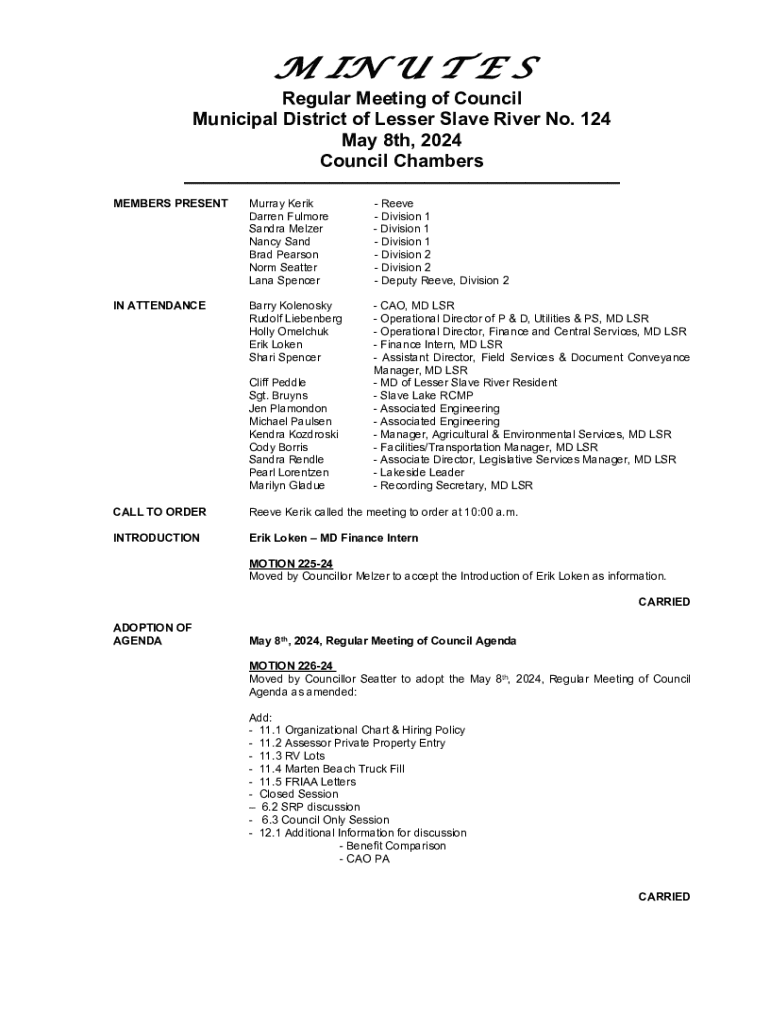 Fillable Online M.D. of Lesser Slave River Council notebook Fax Email ...