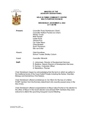 Fillable Online Minutes of Advisory Design Panel - November 2, 2022 Fax ...