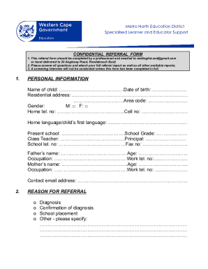 Fillable Online Metro North Education District Confidential Referral ...