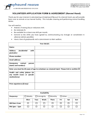 Fillable Online 2023 Volunteer Application Form for Greyhound Rescue ...