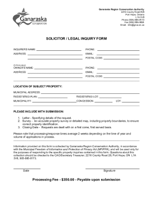 Fillable Online 2023 Solicitor Legal Inquiry Form - Ganaraska Region ...