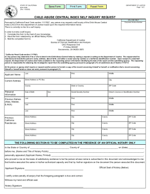 Fillable Online Child Abuse Central Index Self Inquiry Request ...