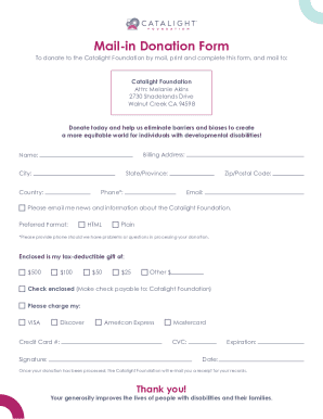 Fillable Online Catalight Foundation Mail-in Donation Form 2023 ...