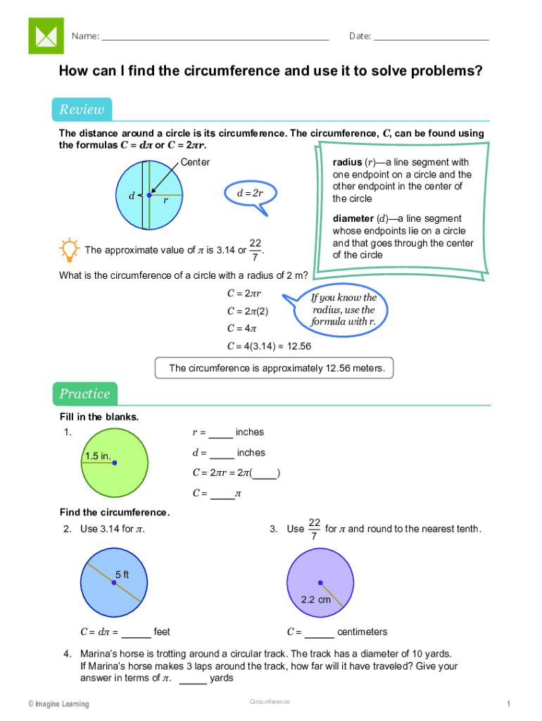 Fillable Online How can I find the circumference and use it to solve ...