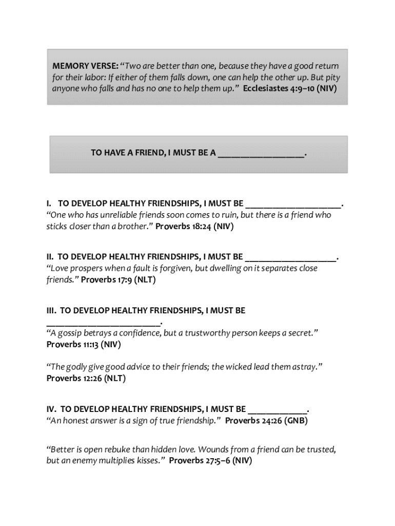 Fillable Online Developing Healthy Friendships in 2020 - Teaching Kids ...
