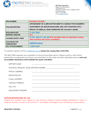 Fillable Online Rfq Mict Seta Psychometric Assessments for Senior Managers and Ceo Positions ...