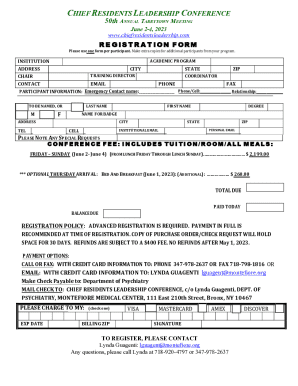 Fillable Online 50th Annual Chief Residents Leadership Conference ...