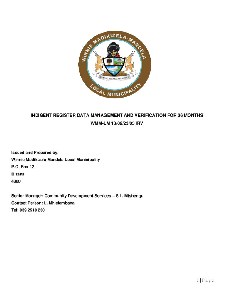 Fillable Online Indigent Register Data Management and Verification 2023 Fax Email Print - pdfFiller