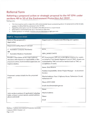 Fillable Online Nt Epa Referral Form for Environmental Protection Act ...